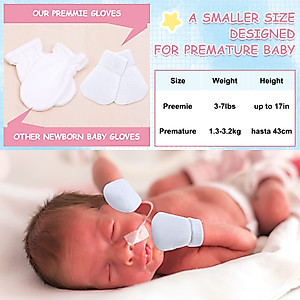 12 Pairs Preemie Mittens for Girls Boys Preemie Hand Mitten Premature Baby Mittens Preemie Gloves for Newborn Infant Toddler (White)