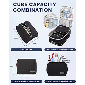 LOVEVOOK Travel Backpack for Women Men as Personal Item Flight Approved, 40L Luggage Carry On Backpack, 17.3inch Large Daypack Laptop Waterproof Outdoor Sports with 3 Packing Cubes, Black