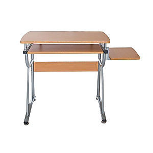 Techni Mobili Compact Computer Desk With Side Shelf And Keyboard Panel, Cherry, 43" x 19.5" x 30"