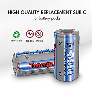 Tenergy Propel Sub C 5000mAh NiMH Flat Top Rechargeable Battery