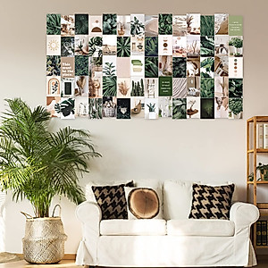 LIIGEMI 70PCS Botanical Wall Collage Kit Aesthetic Pictures，Bedroom Decor for Teen Girls, VSCO Room Decor, Boho Trendy Decor Photo Collection，Double- Sided, 70 Set 4x6 Inch