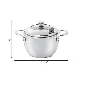 Princess House Vida Sana Stainless Steel 7-Qt. Pot Dutch Oven 5-Ply with Nutri-Steam Valve Signals When Cookware Reaches the Proper Temperature Offering the Option to Position the Valve for Healthier or Traditional Cooking.