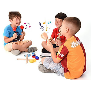 Toddler Educational & Musical Percussion for Kids & Children Instruments Set 21 Pcs – with Tambourine, Maracas, Castanets & More – Promote Fine Motor Skills, Enhance Hand to Eye Coordination,