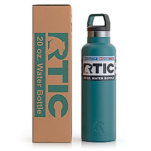 RTIC 20 oz Vacuum Insulated Water Bottle, Stainless Steel Metal, Double Wall, BPA Free, for Hot and Cold Drinks, Deep Harbor