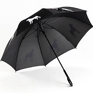 The San Francisco Umbrella Company - Premium Boxer Rain Umbrella (White on Black) - Strong, Durable, Windproof & Resistant With Fiberglass Ribs Stick Umbrella