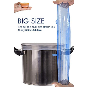 longzon Silicone Stretch Lids 14 Pack Include 2Pcs XXL Size up to 9.8'' Diameter, Reusable Durable Food Storage Covers for Bowl, 7 Different Sizes to Meet Most Containers, Dishwasher & Freezer Safe