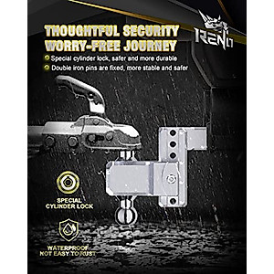 RENO Adjustable Trailer Hitch, Aluminum Dual-Balls with 2 Inch and 2-5/16 Inch, 4" Rise/Drop Hitch Ball Mount for 2" Receiver - 12,500 lbs Towing Capacity