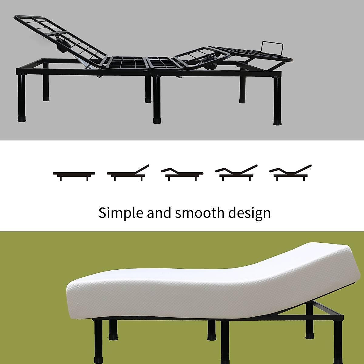 MICOUD Adjustable Bed Frame, Zero Gravity, Wireless Remote Control, 705 lb. Quick Assembly, Black