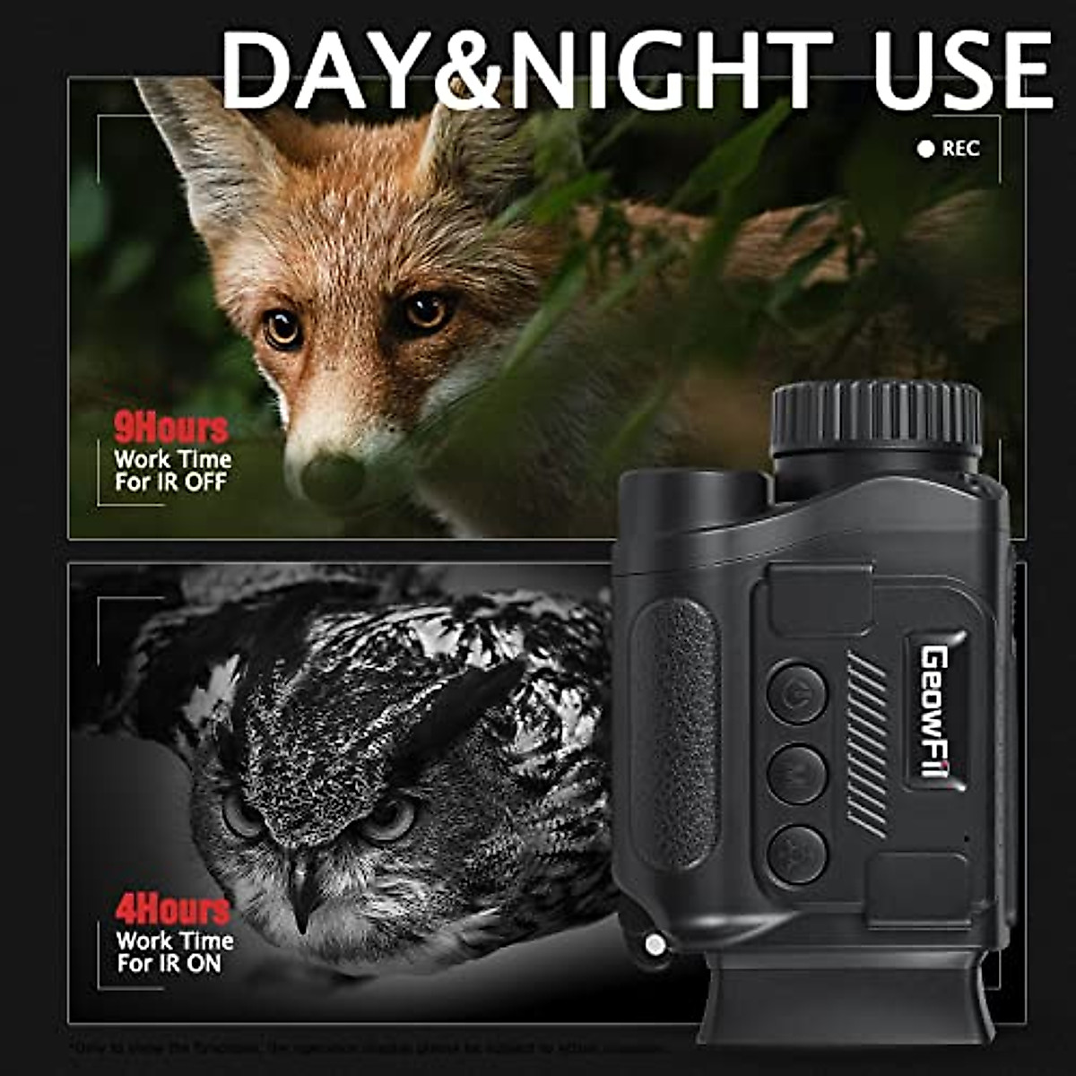 Night Vision Monocular, 4K Upgraded Digital Monocular with Night Vision, Infrared Goggles Binoculars with 8X Zoom 2000mAh Rechargeable Battery, for Adult Hunting Camping Travel, with 32GB Card