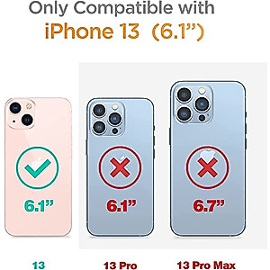 RoseParrot Designed for iPhone 13 Case with Screen Protector + Ring Holder + Waterproof Pouch, Clear with Floral Pattern Design, Soft&Flexible Bumper Shockproof Protective Cover （Fireflies）