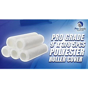 Pro Grade - Paint Roller Covers - 3/8 X 9 Inch White Nylon 5 Pack