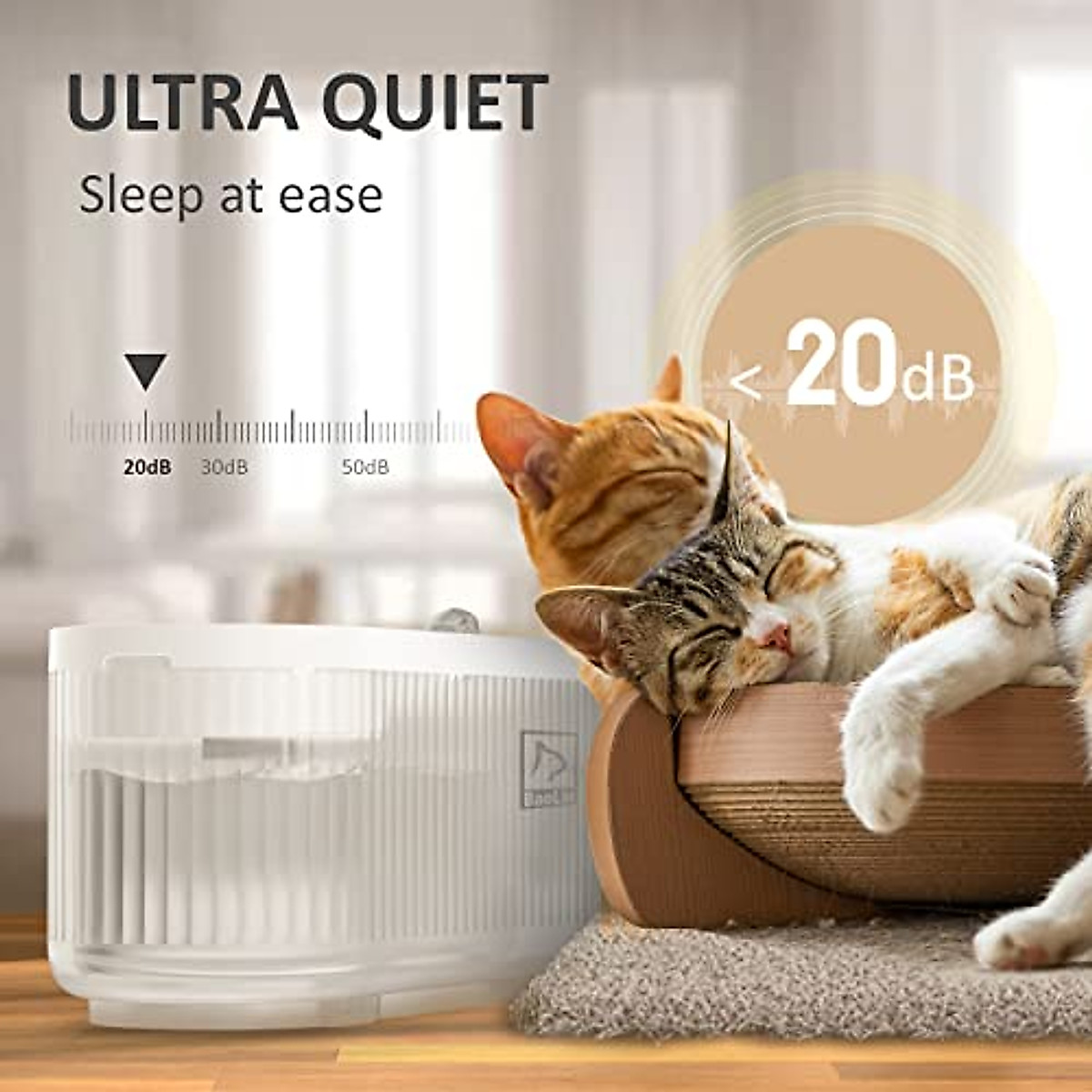 BaoLin Cat Water Fountain with Wireless Pump 3L/100oz, Ultra Quiet Pet Fountain with Stainless Steel Water Bowl, BPA-Free, Water Filter Included, Large Cat Drinking Fountain