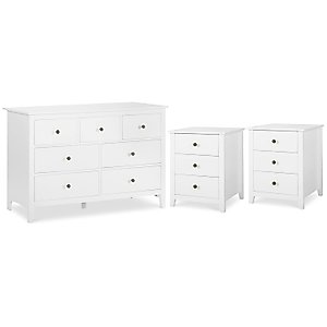 Vikiullf Dresser and Nightstands Sets - 3 Pieces Modern Bedroom Set, White Wooden 7 Drawer Dresser and 3 Drawer Nightstands, Modern Bedroom Furniture Set