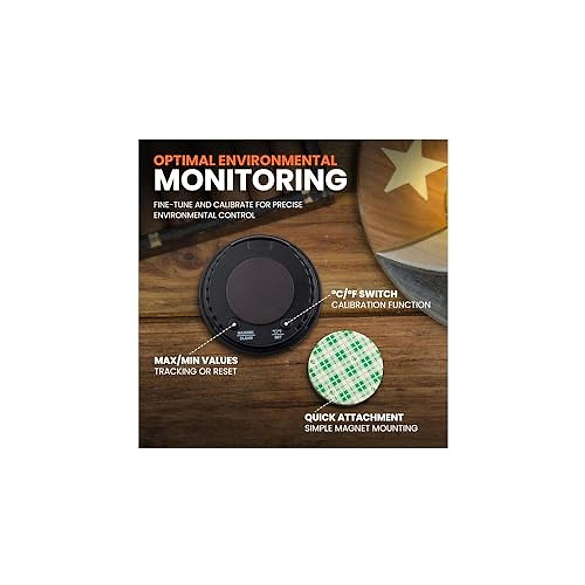 Oasis Digital/Analog Look Hygrometer and Humidity Sensor - High Precision Temperature and Humidity Monitor with Reliable Accuracy, Ideal for Care and Maintenance of Various Storage Environments