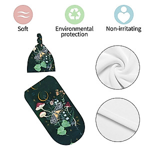 Belinyo Mushroom Newborn Swaddle Sleeping Bag Baby Receiving Blanket with Beanie Hat Infant Swaddle for Girls Boys, One Size