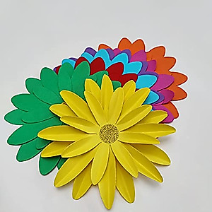 Mybbshower Rainbow Paper Daisy Flower for Tea Party Garden Party Decor Wedding Photo Backdrop Birthday Nursery Wall Sunflowers 8 inch