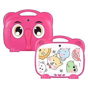 VINGVO Kids Touch Tablet, Dual Camera 7 Inch Tablet 4.0 for Girls (Pink)