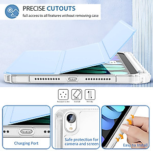 Hoidokly Slim Case for iPad Mini 6 2021 (8.3 Inch) - [Built-in Pencil Holder] Shockproof Cover Clear Transparent Back Shell, Auto Wake/Sleep for iPad Mini 6th Generation, Yellow