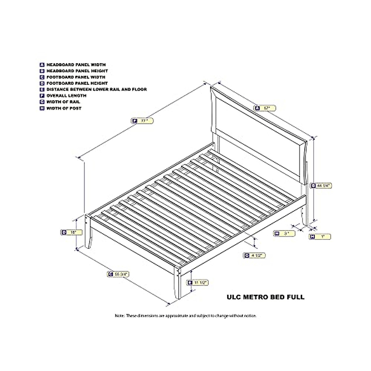 AFI Metro Full Platform Bed with Open Footboard and Turbo Charger in Walnut