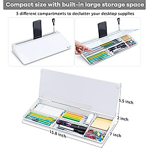 Desk Whiteboard Dry Erase Glass Whiteboard, Varhomax Desktop White Board to-do List Memo Notepad for Home Office and School Accessories Supplies with Storage Caddy for Computer Keyboard Stand (White)