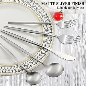 Silverware Set for 8, 40 Piece Flatware Set, Cutlery Tableware set Include Spoons And Forks Set, Stainless Steel Utensil Set, Matte polished Finish, Dishwasher Safe
