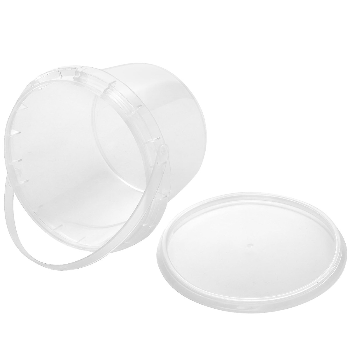 KEILEOHO 30 PCS 10 OZ Clear Plastic Bucket with Lids and Handle, Ice Cream Tub Containers, Round Plastic Pail Container, Freezer Food Storage Containers, Storage Containers for Snacks Food Fruit