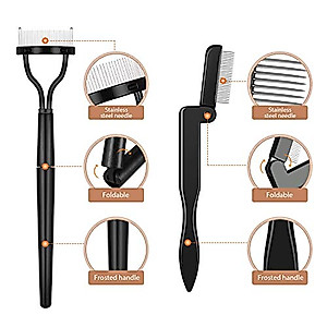 Folding Eyebrow Comb Eyelash Separator Eyebrow Eyelash Grooming Brush for Making Up Supplies (Style A, 4 Pieces)