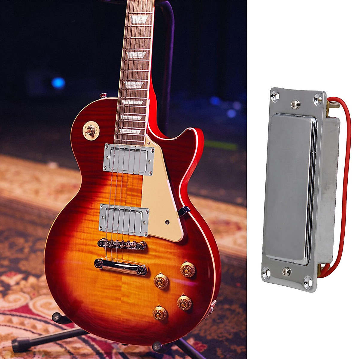 Lovermusic 92x37mm Silver Mini Double Coil Humbucker Electric Guitar Pickup Closed Guitar Accessories