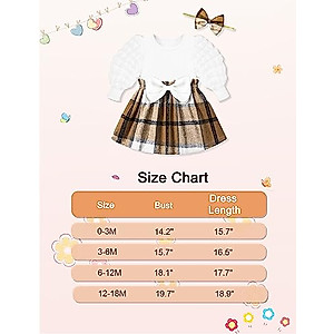 Qaoerde Baby Girl Dresses 12-18 Months Baby Girl Dress Puff Sleeve Brown Plaid Dress Baby Girls' Dresses Baby Dresses 12-18 Months Baby Girl Fall Dress Baby Girl Winter Dress Thanksgiving Outfit
