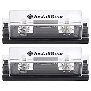 InstallGear - Fuse Block with ANL Fuse Holder and Clear Cover - 2 Pack, 300Amp Fuses for Secure Circuit Protection - Universal Fuse Box for 0-10 Gauge Terminals, Automotive Applications