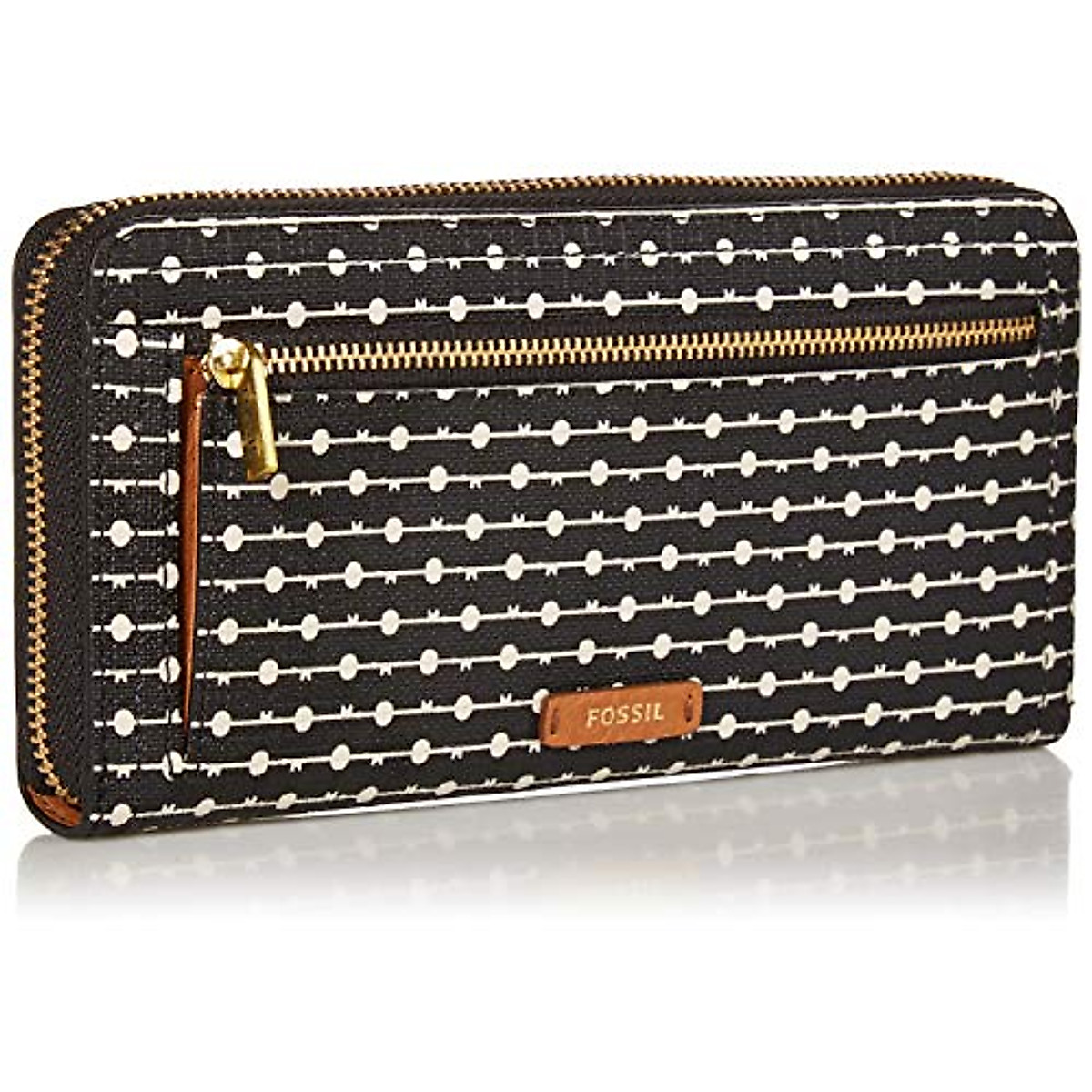 Fossil Women's Logan Leather RFID-Blocking Zip Around Clutch Wallet with Wristlet Strap