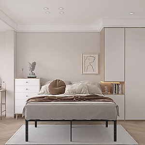 DURISO King Size Bed Frame 18 Inch High King Bed Frame Platform Heavy Duty Sturdy Metal Steel Max 3500lbs Easy to Assemble No Box Spring Needed Black