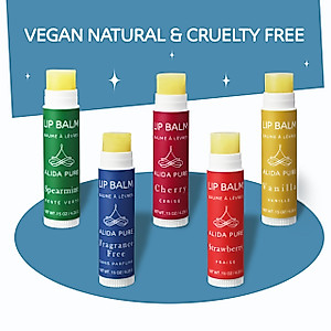 ALIDA PURE Vegan Melody Lip Balm Collection, Cruelty Free, Beeswax Free, Coconut Oil Free, 5 Lip Balm Set, Organic Jojoba Oil, Avocado Oil, and Vitamin E, Natural Moisturizing Lip Balm | Lip Gloss, for Dry, Chapped, or Cracked Lips