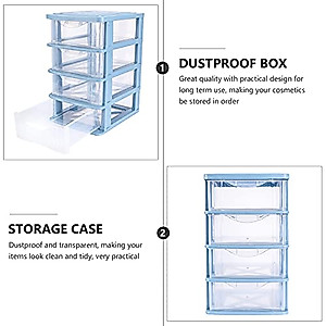 PATKAW Storage Drawer, 6.9x5.3x9inch 4 Layers Multifunctional Desktop Storage Cabinet Storage Containers with Drawers Mini Plastic Drawers Organizer for Home, Office- Blue