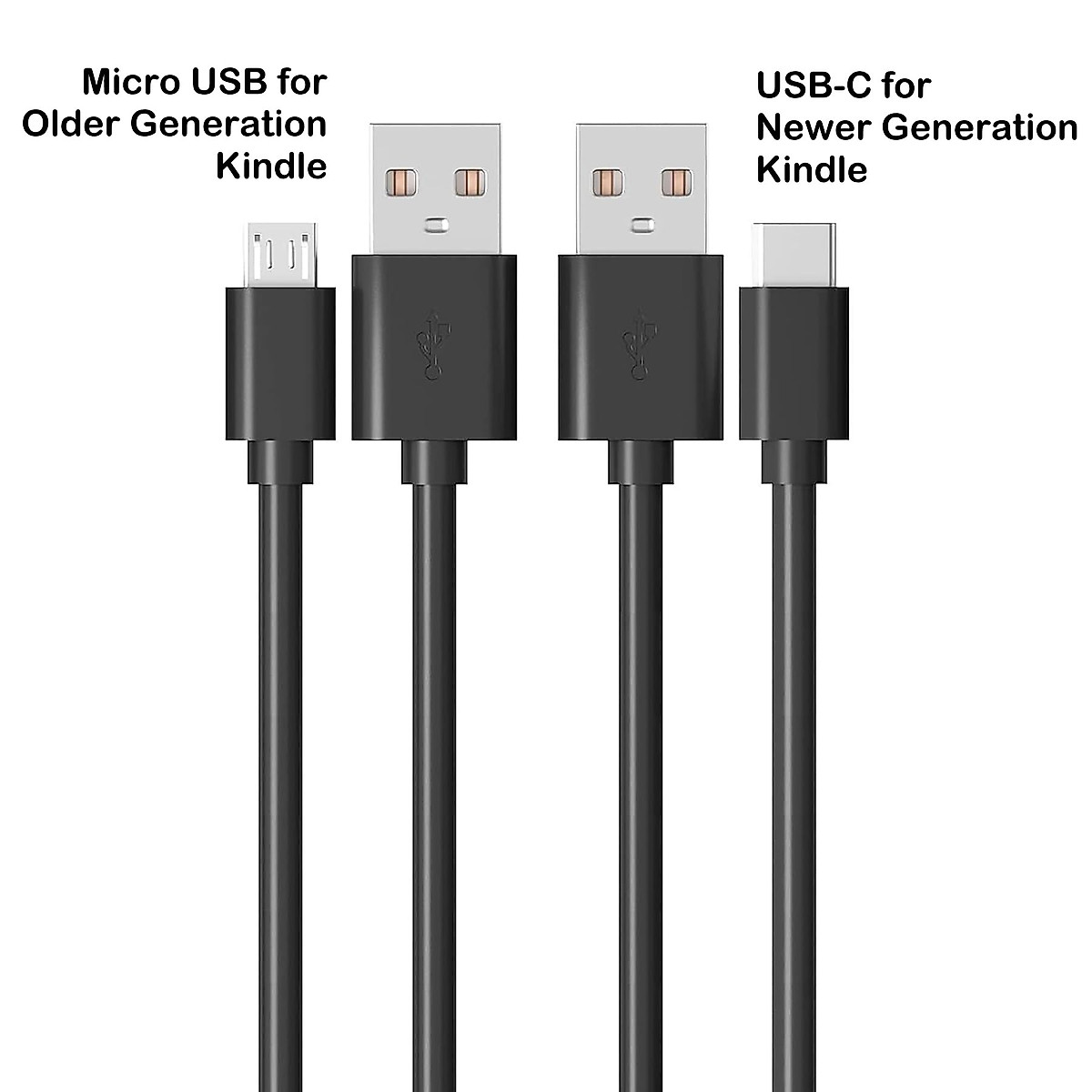 3FT Micro & USB C Cable with AC Wall Block Charger Compatible with Old & New Kindle Paperwhite, Signature, Oasis, Scribe, Voyage, DX, Keyboard, Fire, Kids