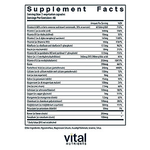 Vital Nutrients - Multi-Nutrients with Iron and Iodine - Comprehensive Multi-Vitamin/Mineral Formula Containing Iron and Iodine - 180 Vegetarian Capsules per Bottle