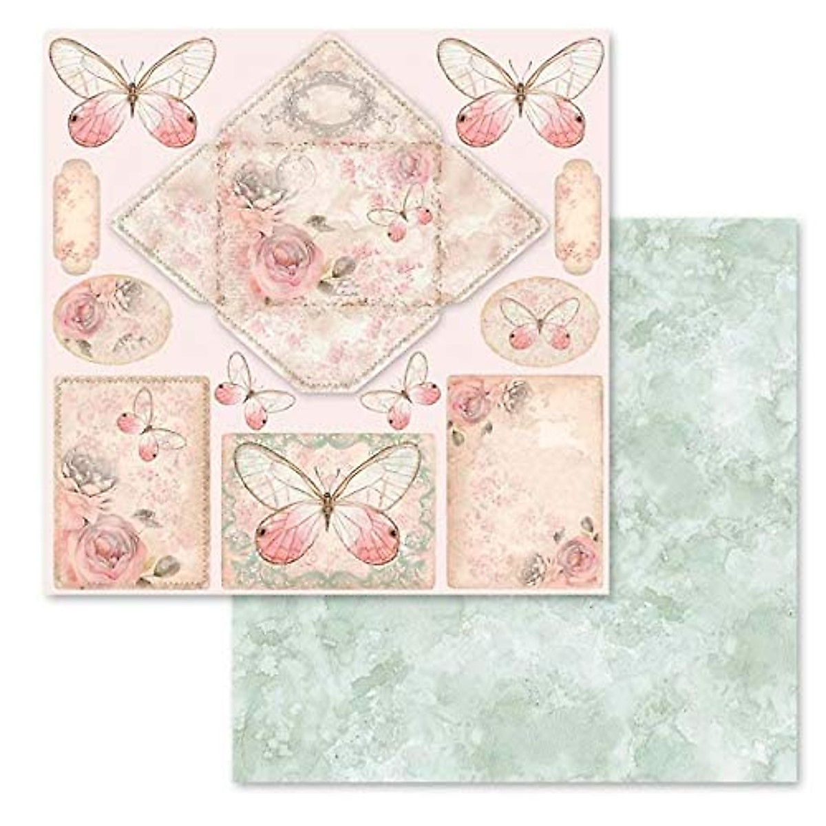 Stamperia Intl Double-Sided Paper Pad-Shabby Rose, 30.5 x 30.5 (12" x 12"), Multicoloured