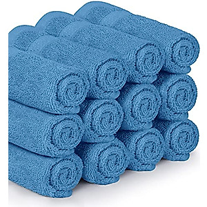 Utopia Towels [12 Pack Premium Wash Cloths Set Towel (12x12 Inches) 100% Cotton Ring Spun, Highly Absorbent and Soft Feel Essential Washcloths for Bathroom, Spa, Gym, and Face Towel (Electric Blue)
