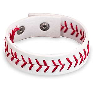 ChalkTalkSPORTS Authentic Baseball Leather Bracelet | Baseball Jewelry