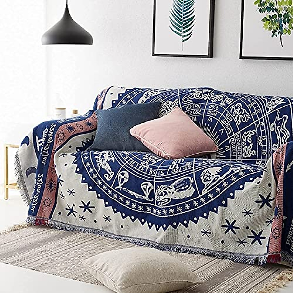 LOERCCE Cotton Throw Blanket ​for Couch Sofa Celestial Constellation 50" X 70"