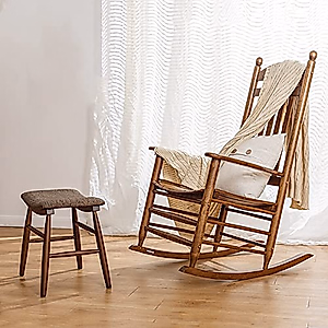 Otlsh Outdoor Patio Rocking Chair, Traditional Wooden Porch Chair, Brown