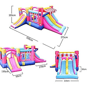 Inflatable Castle and Slide, Outdoor Trampoline Castle Children s Playground Children s Fitness Equipment Gift for Your Child Colors 520 272 202cm