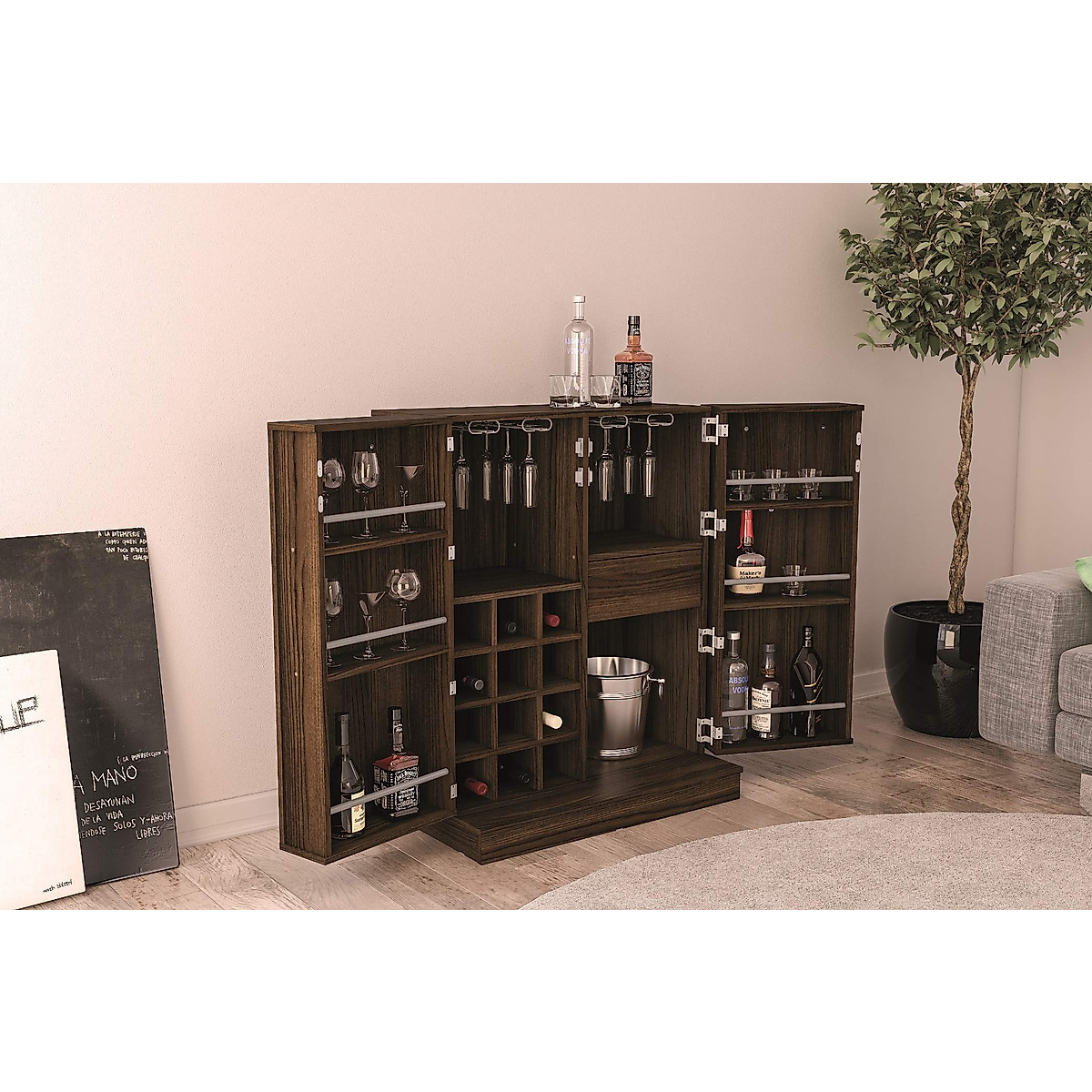 Boahaus Expandable Bar Cabinet with Wine Storage
