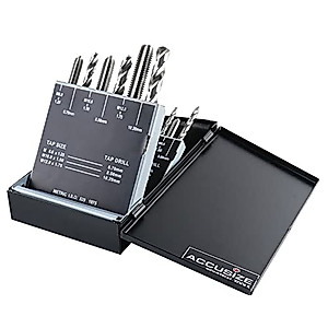 Accusize Industrial Tools 18 Pc Hss Tap and Drill Set, Metric, 0001-0052