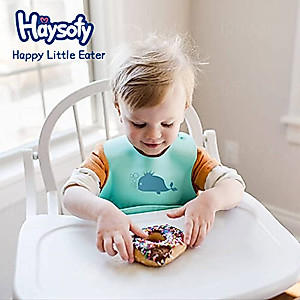 Haysofy Silicone Bibs, 3 Pack Silicone Baby Bib for Babies & toddlers, Soft Adjustable Fit Waterproof Bibs