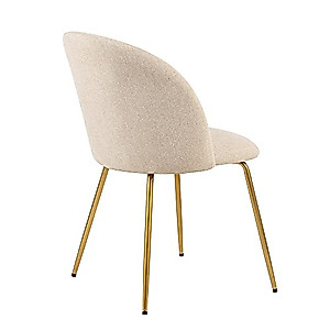 GIA Home Furniture Series Mid-Century Modern Dining Chair with Tufted Beige Velvet Upholstery, Set of 2, Gold