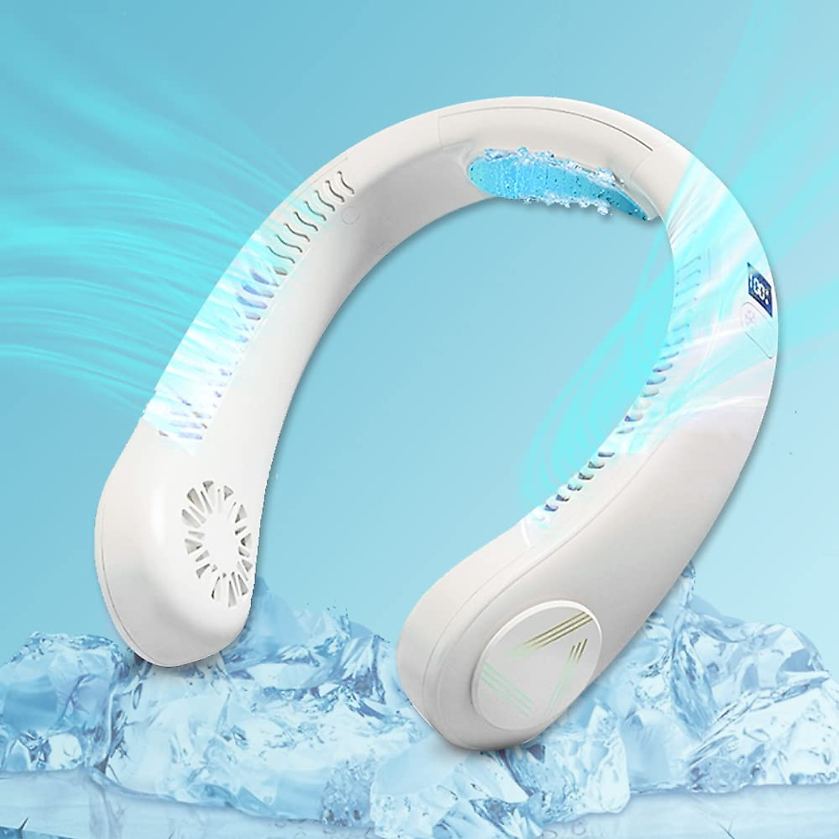 NORMIA RITA Air-conditioned Neck Fan Personal Neck Fan with Refrigeration Chip, Bladeless Fan Portable AC Cooling Fan Wearable Fan for Travel, Outdoor, Fast Cool 50℉ - 68℉