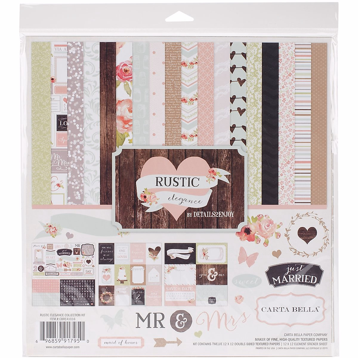 Carta Bella Paper Company CBRE41016 Rustic Elegance Collection Kit for Scrapbooking White, 12-x-12-Inch