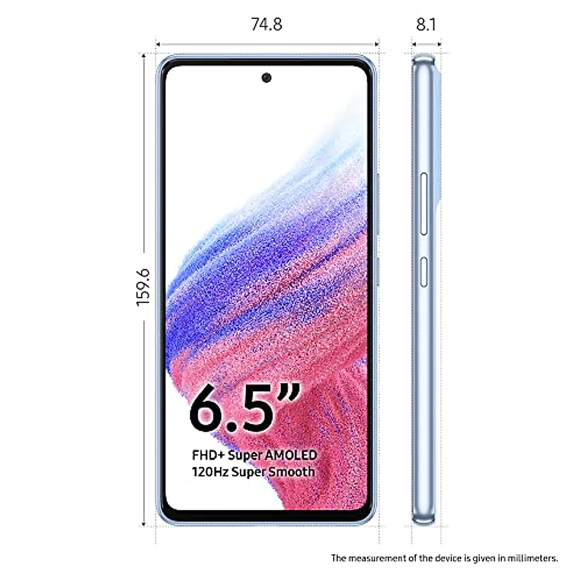 SAMSUNG Galaxy A53 5G Dual A536E 256GB 8GB RAM Factory Unlocked (GSM Only | No CDMA - not Compatible with Verizon/Sprint) - Blue