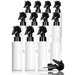 JUVITUS 4 oz / 120 ml White Refillable Plastic Cylinder Squeeze Bottle with Black Trigger Sprayer - 12 PACK